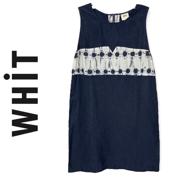 WHIT | Dresses | Whit Summer Linen Sheath Dress Shibory Running Dot Tie ...